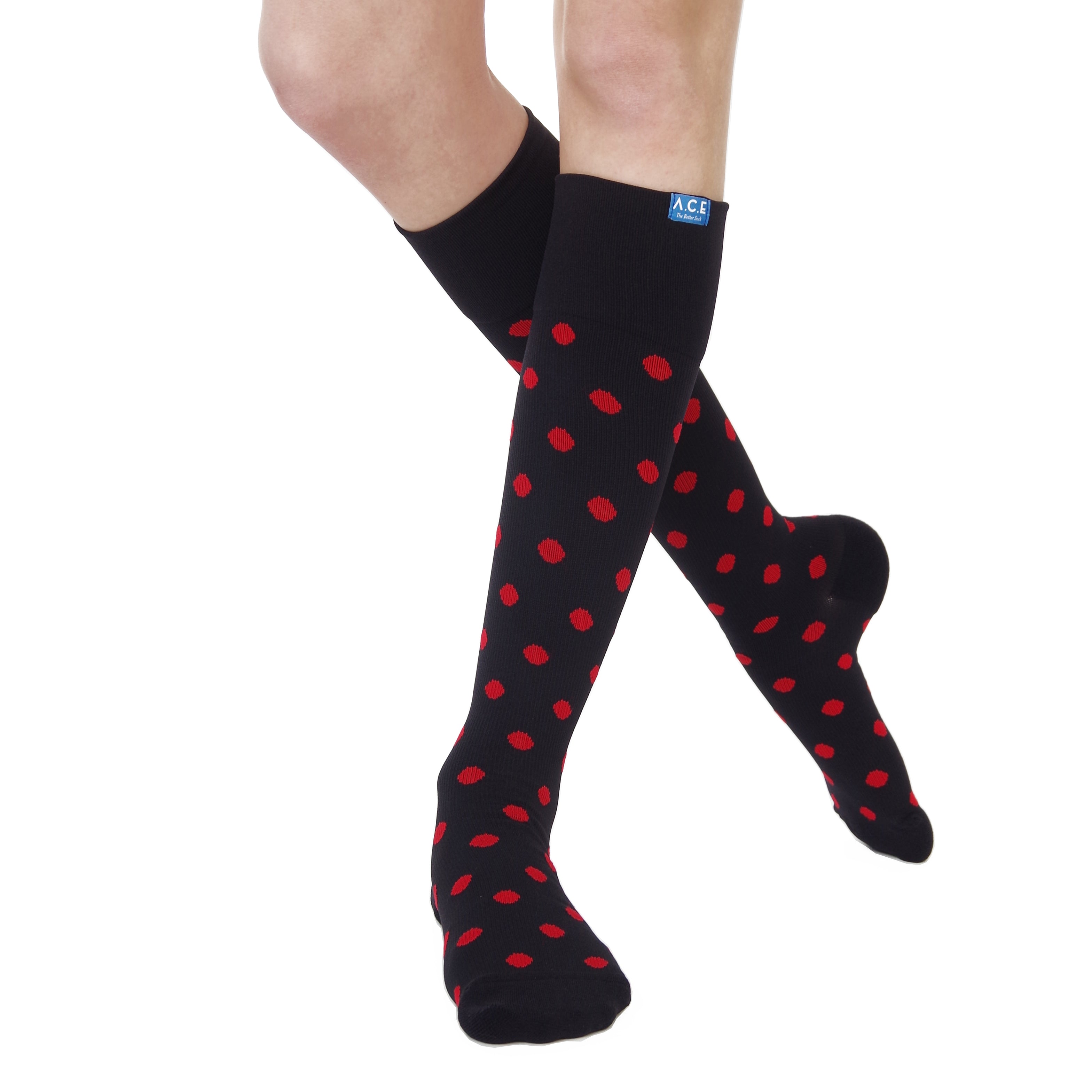 Polka Dots 20/30 MMHG Bamboo Blend Unisex Compression Socks in Black a ...